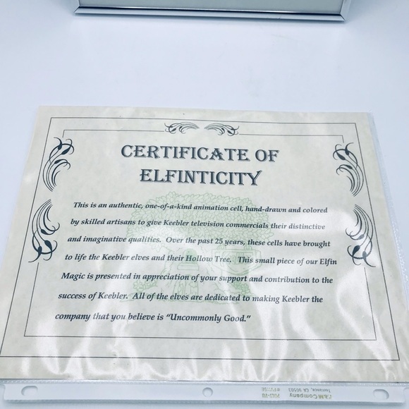 Keebler Art Vintage Keebler Collectable Animation Cell With Certificate Of Elfinticity